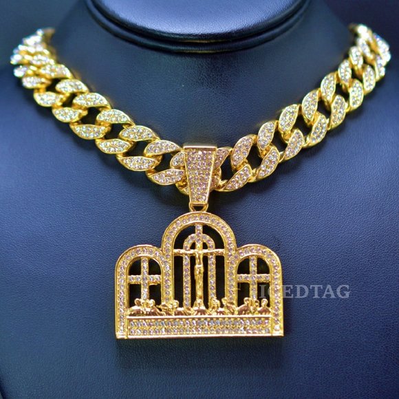 Accessories | Iced Out Gold Plated Last Supper Pendant Chain | Poshmark